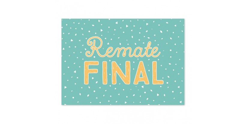 Cartel Remate Final Confetti turquesa