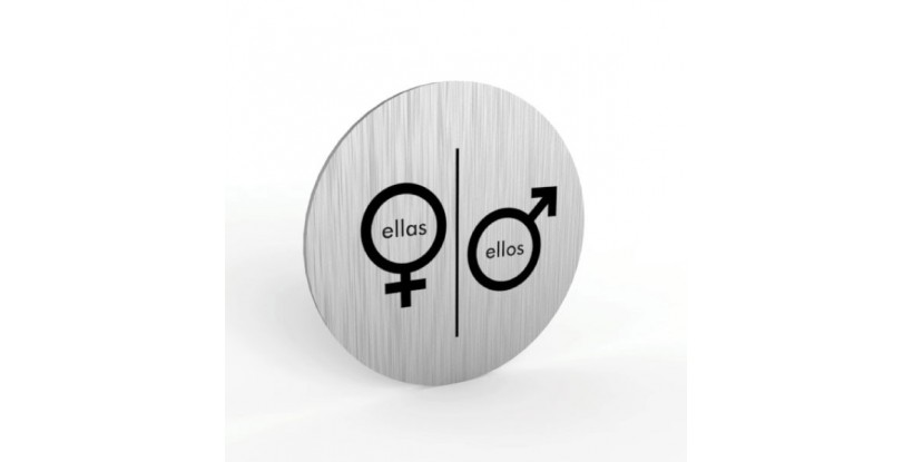 Señalización baños signos ellas y ellos de aluminio cepillado con ...