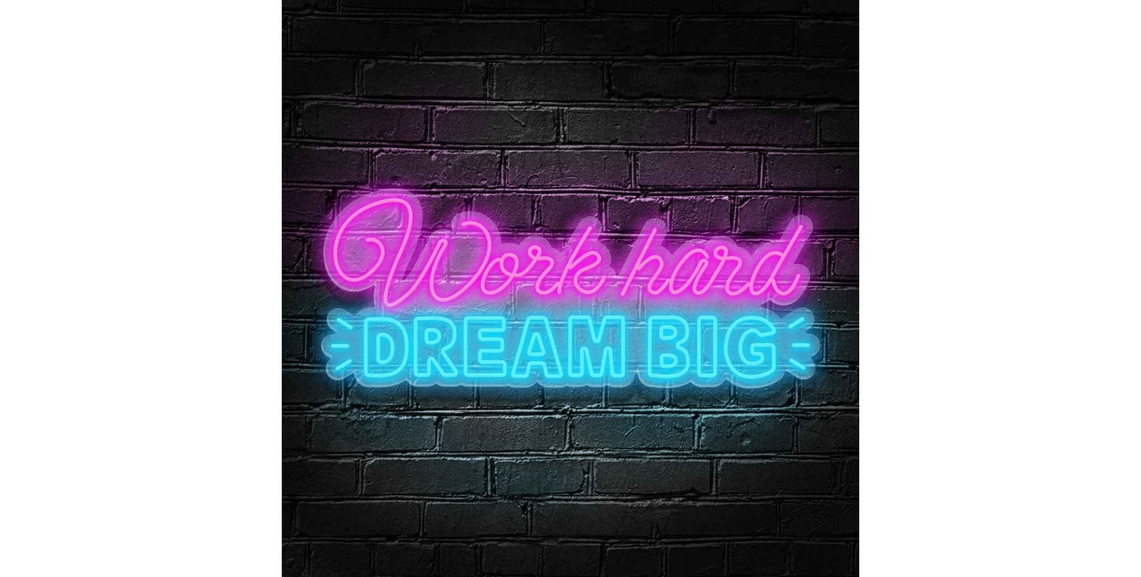 Neón Work Hard Dream Big | Neon flex con frase