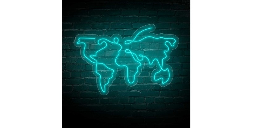 Neón Mapa Mundi | Envío Gratuito