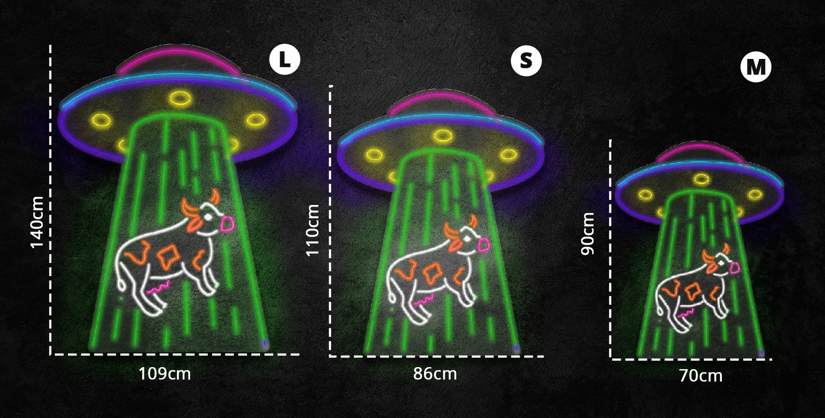 Neón vaca abducida | Envío gratis